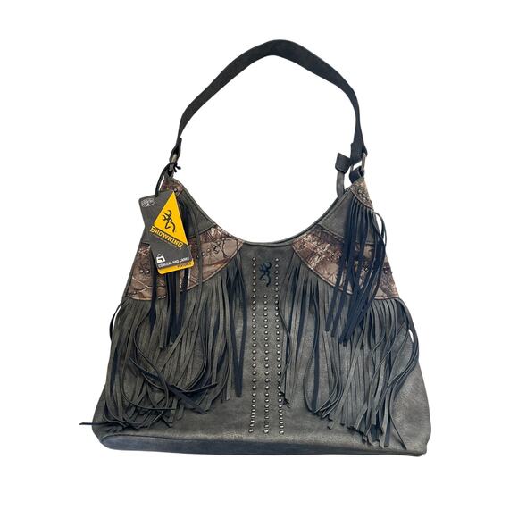 Browning | Bags | Nwt Browning Fringe Camoflauge Studded Hobo Hand Bag ...